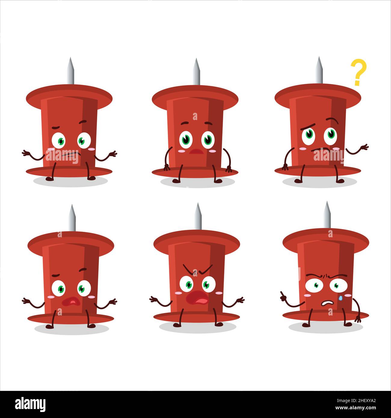 Cartoon character of red push pin with what expression. Vector ...