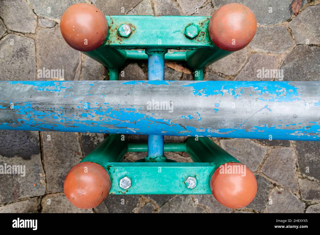 Mechanism structure of the center of colorful kid see saw Stock Photo ...