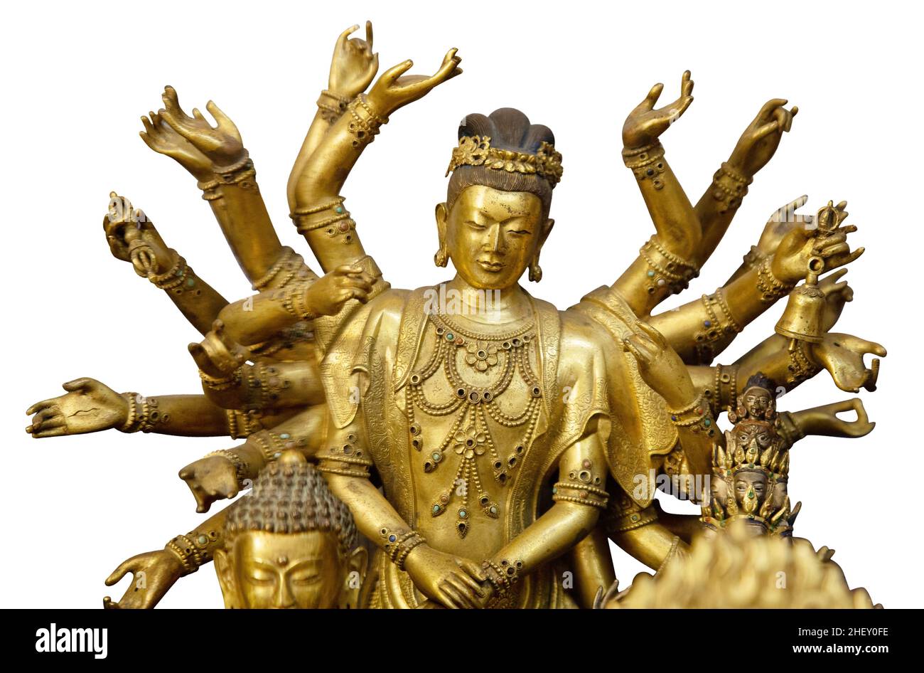Multi Armed Shiva Statue Isolated On White Background With Clipping Path Buddha Statue With