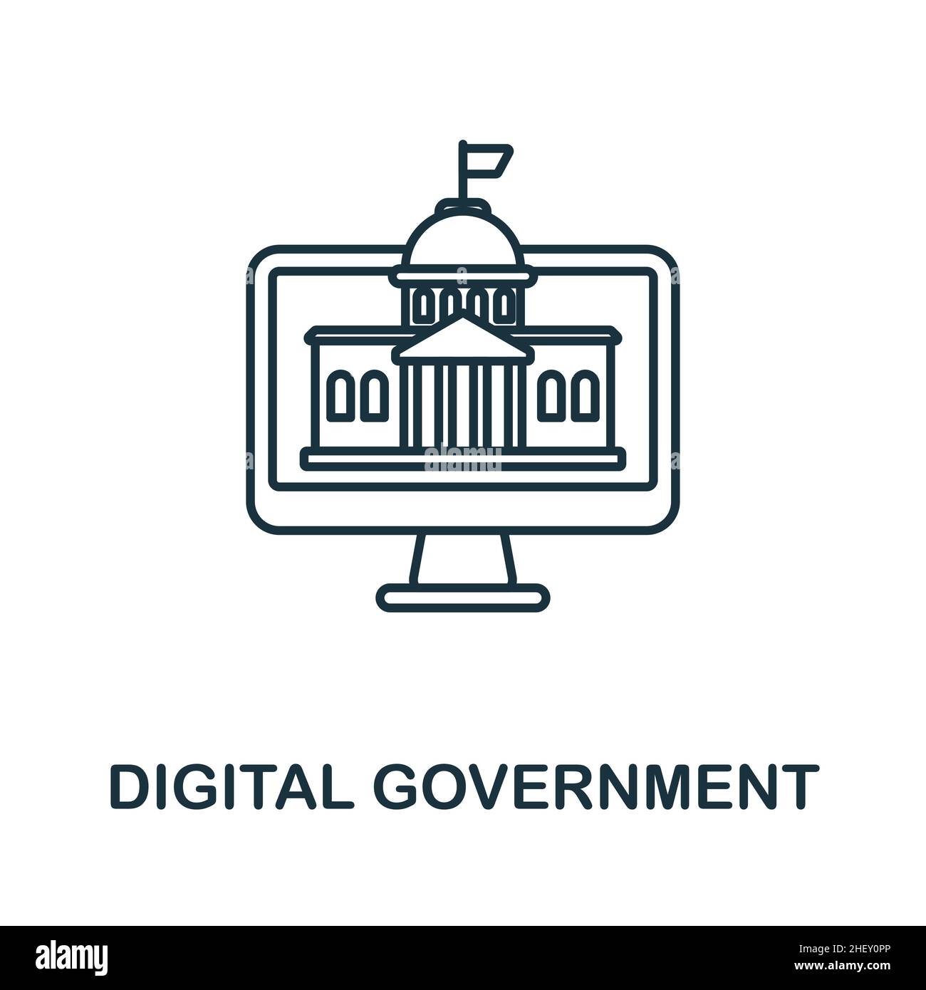 Digital Government icon. Line element from digital transformation ...