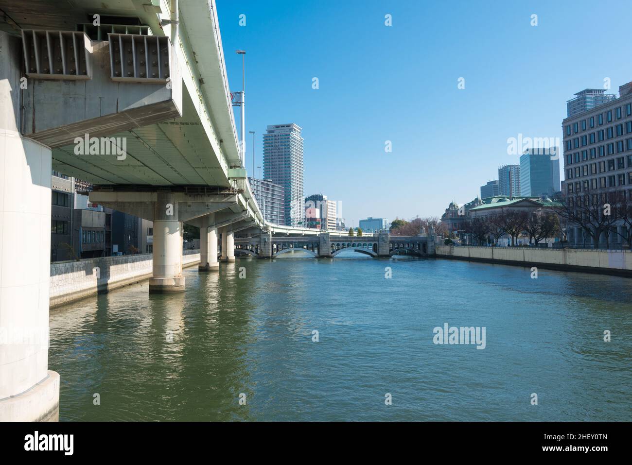 Osaka, Japan - Jan 03 2022- Dojima River (Kyu-Yodo River) view from ...