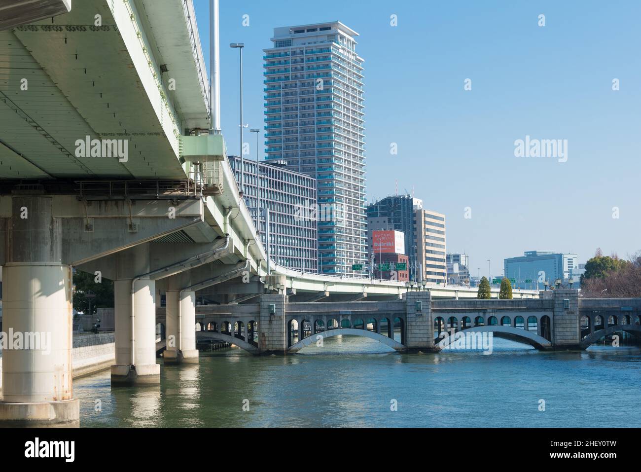 Osaka, Japan - Jan 03 2022- Dojima River (Kyu-Yodo River) view from ...