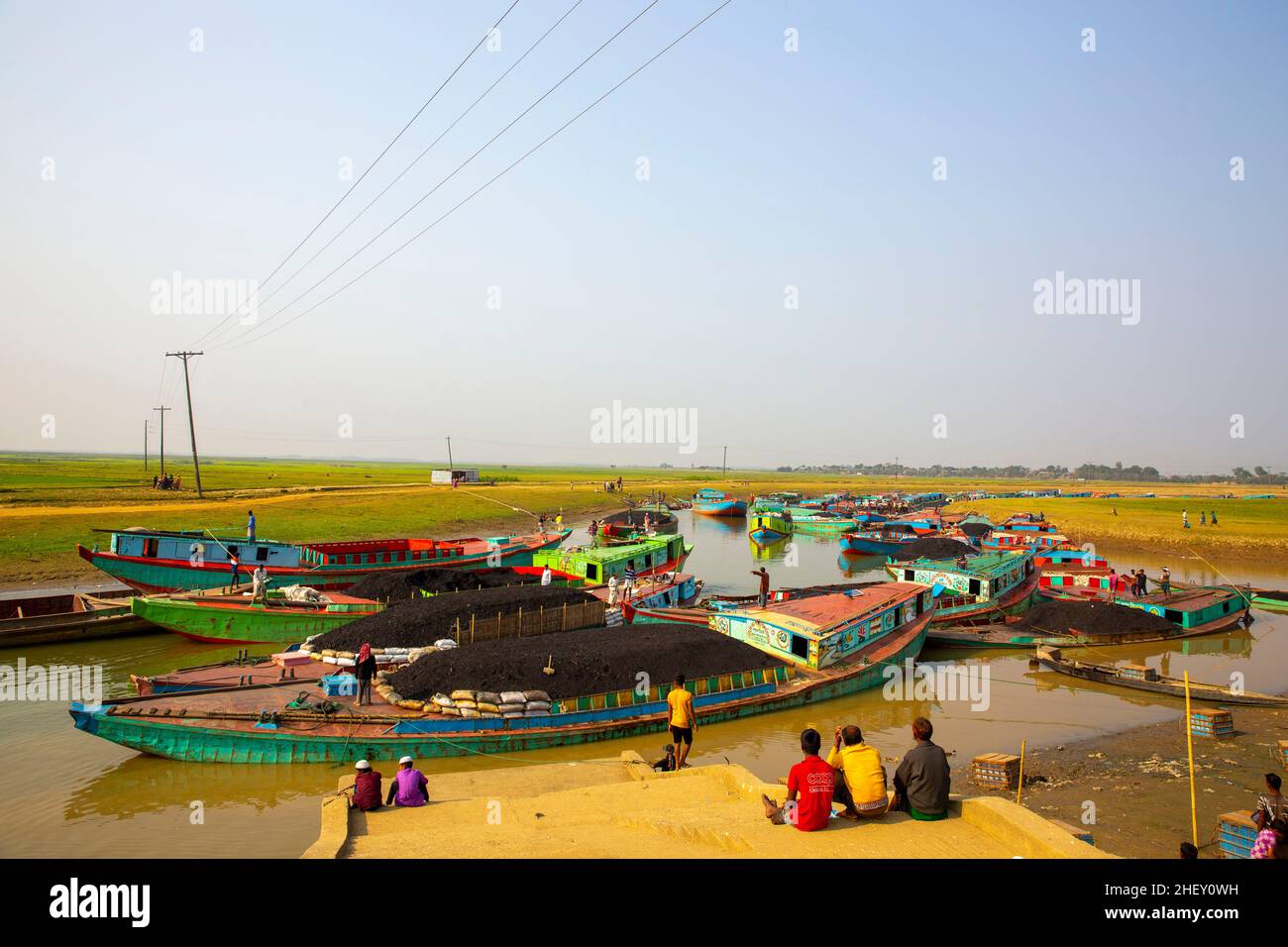 cargo vessel loaded with coal at sunamganj, sylhet bangladesh Stock ...
