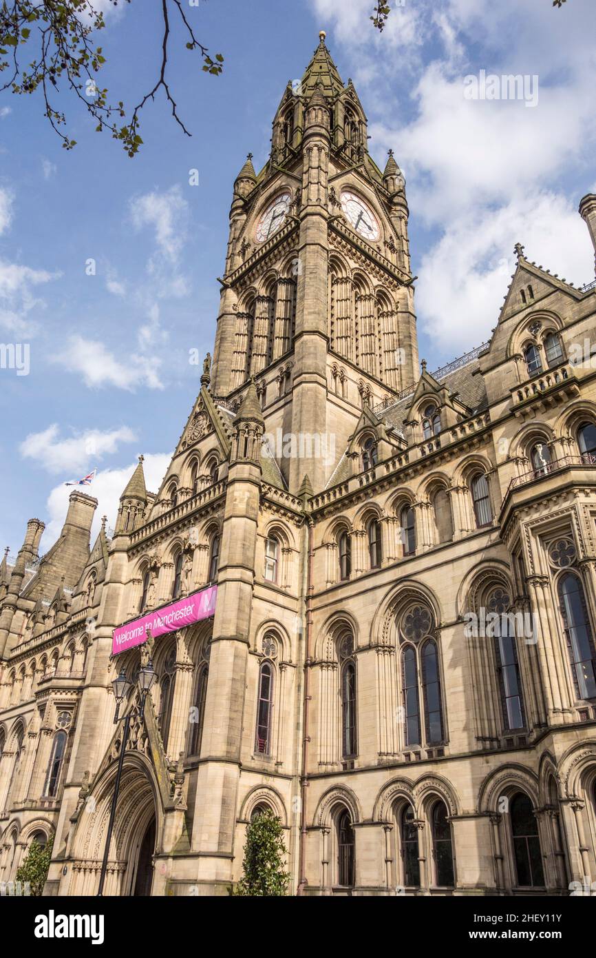Manchester Town Hall in Albert Square, seat of local government, is an ...