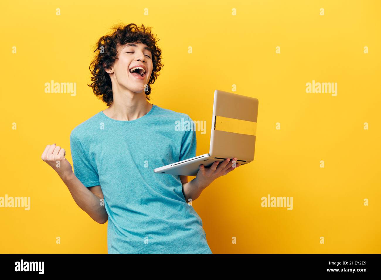Student in blue shirts hi-res stock photography and images - Alamy