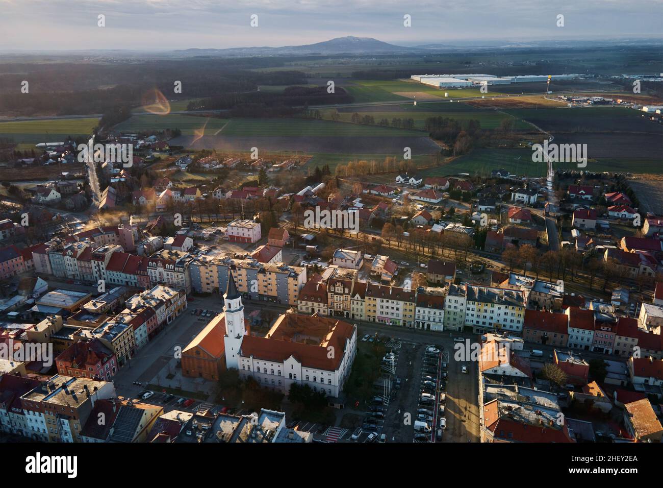 Aerial view of european city with architecture buildings and streets ...