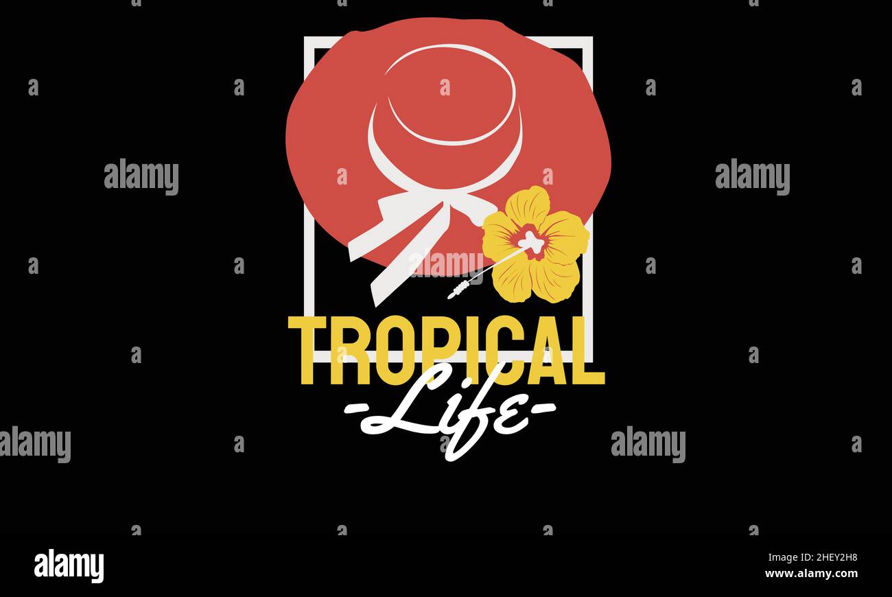 tropical life summer design t-shirt monogram text vector template Stock ...