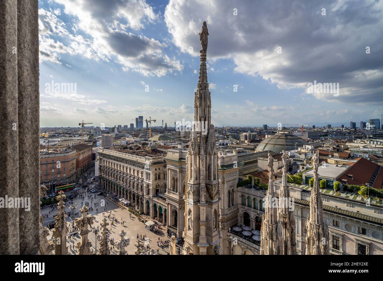 Milan, Italy. Panoramic view from Duomo Cathedral terraces, terrazze ...