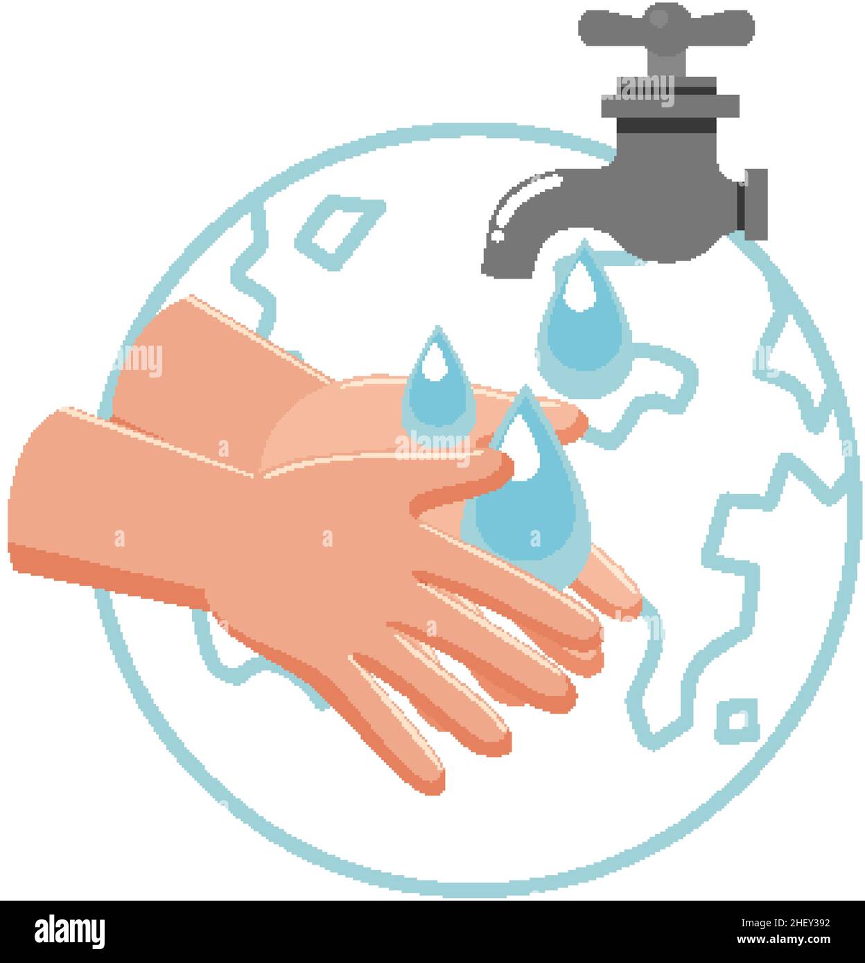 Hands washing with water tap illustration Stock Vector Image & Art - Alamy
