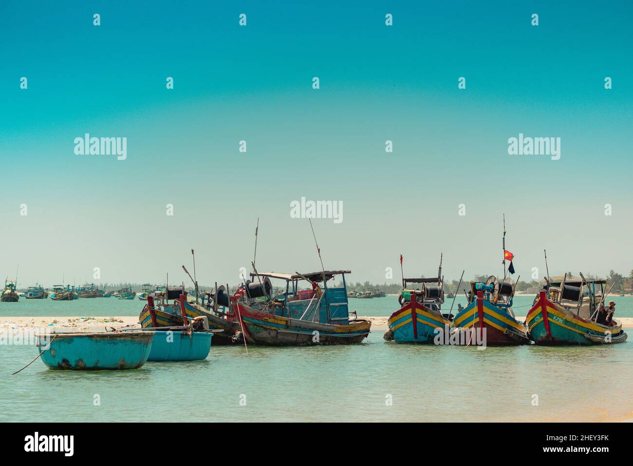 Aquamarine azure seascape clear sky view. Real nature beauty background ...