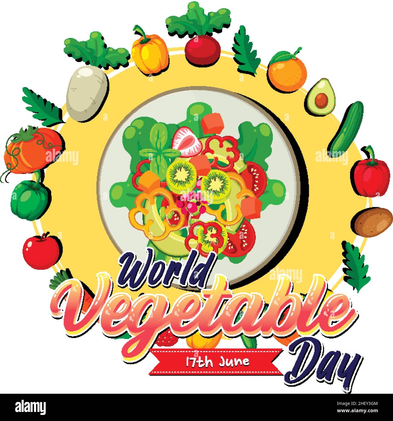 World Vegetable Day banner with vegetables and fruits illustration ...