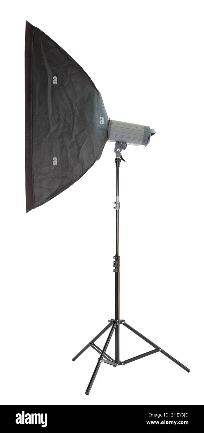 Studio light on stand isolated on white background Stock Photo - Alamy