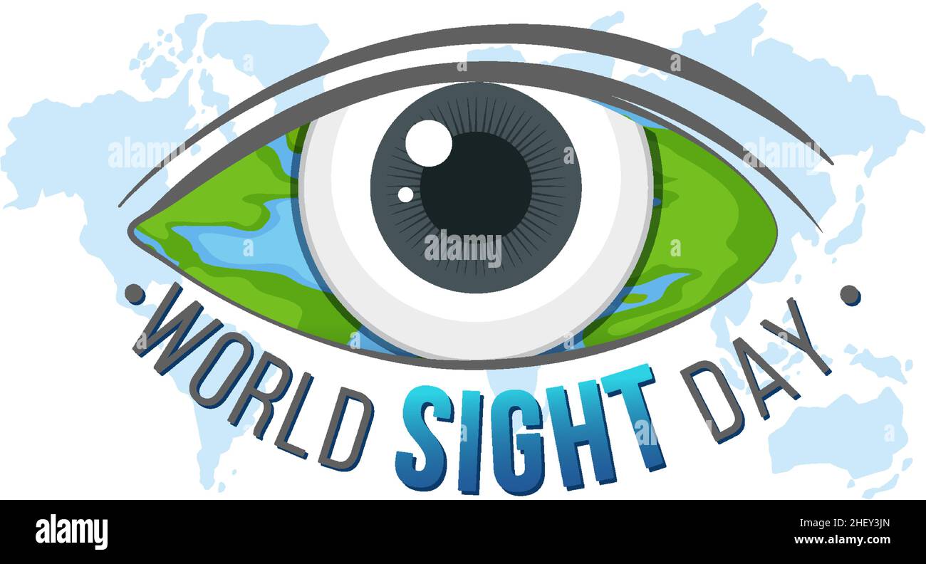 World Sight Day banner with an eye on world map illustration Stock ...