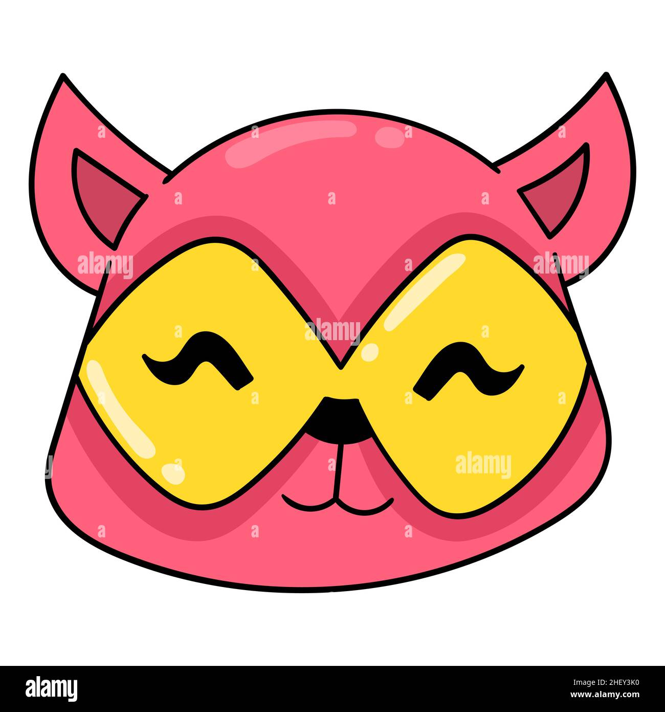 funny faced masked cat, vector illustration carton emoticon. doodle ...
