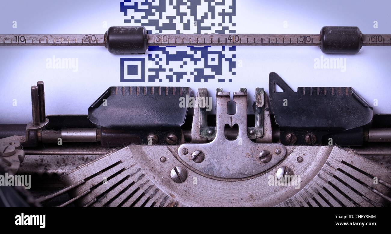 Modern QR-code inscription made by old typewriter, how is that possible ...
