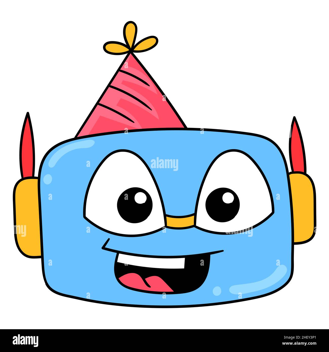 happy expression robot head celebrating new year, vector illustration ...