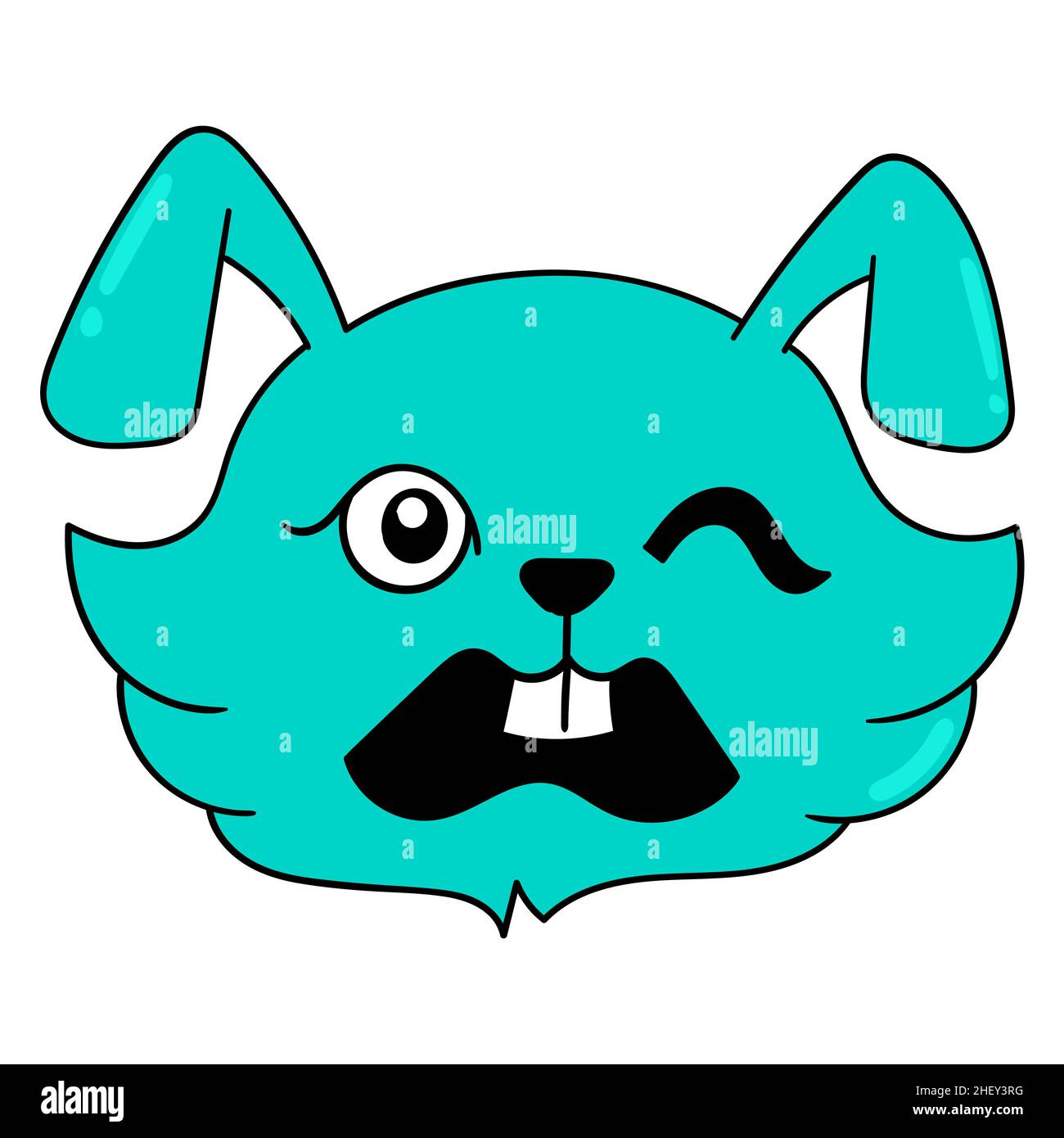 rabbit head wink seductive, vector illustration carton emoticon. doodle ...
