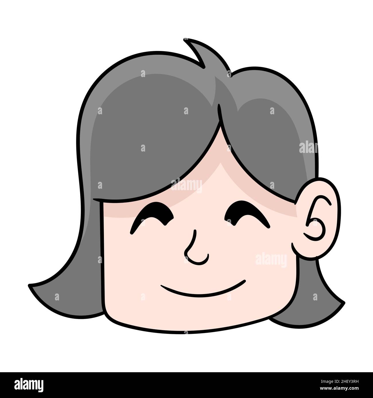 girl smiling friendly short hair, vector illustration carton emoticon ...