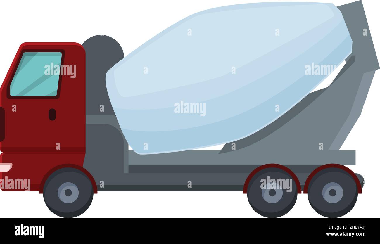 Cement truck icon cartoon vector. Concrete mixer. Construction machine ...