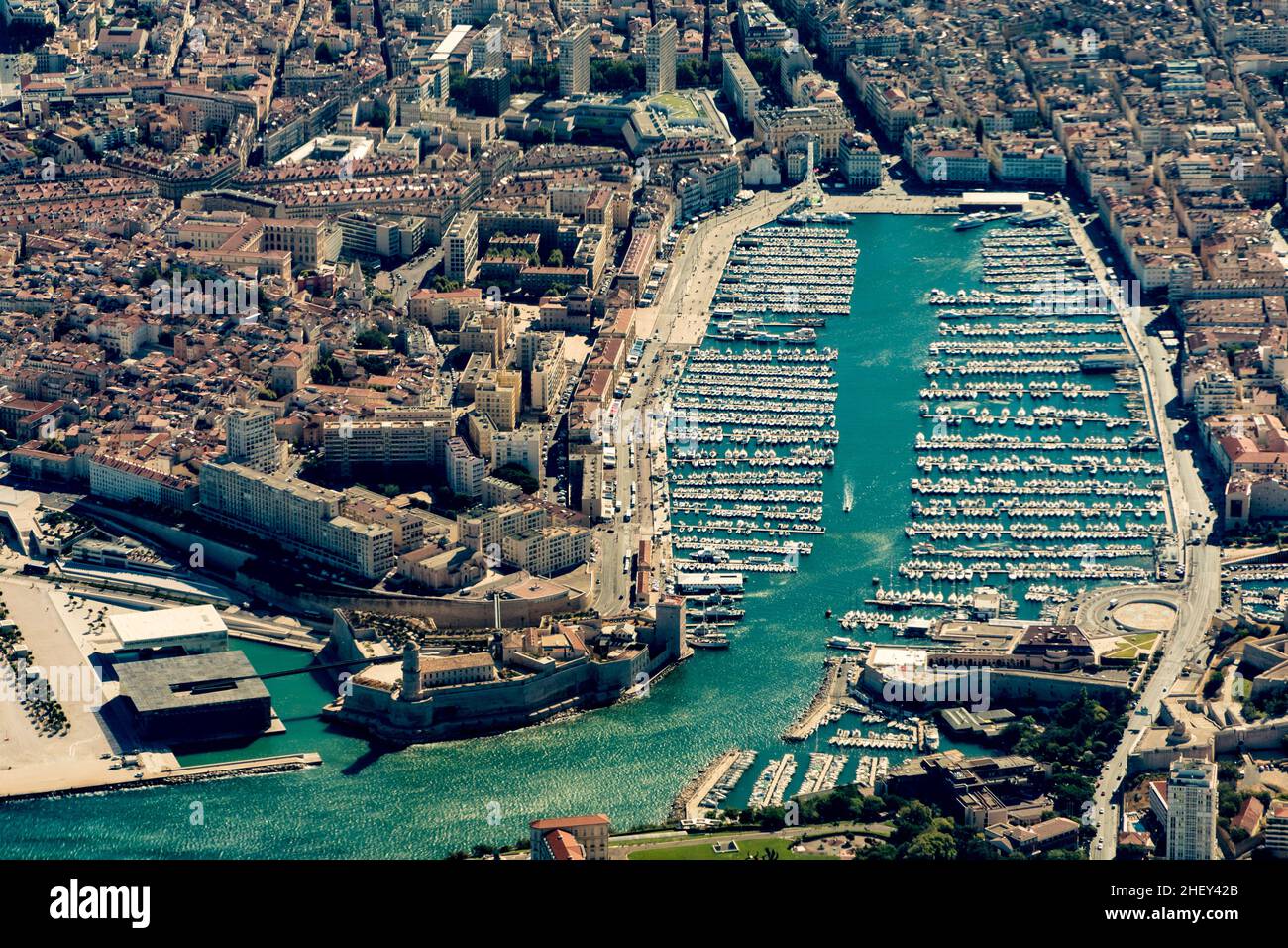aerial of harbor of Marseilles in France Stock Photo - Alamy