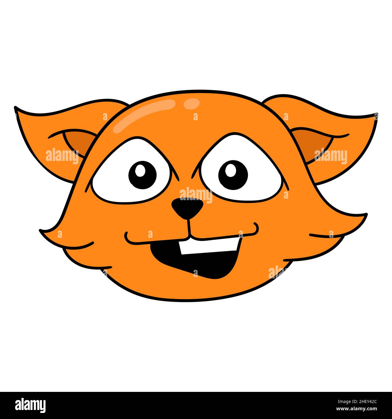 orange weasel head laughing happily, vector illustration carton ...