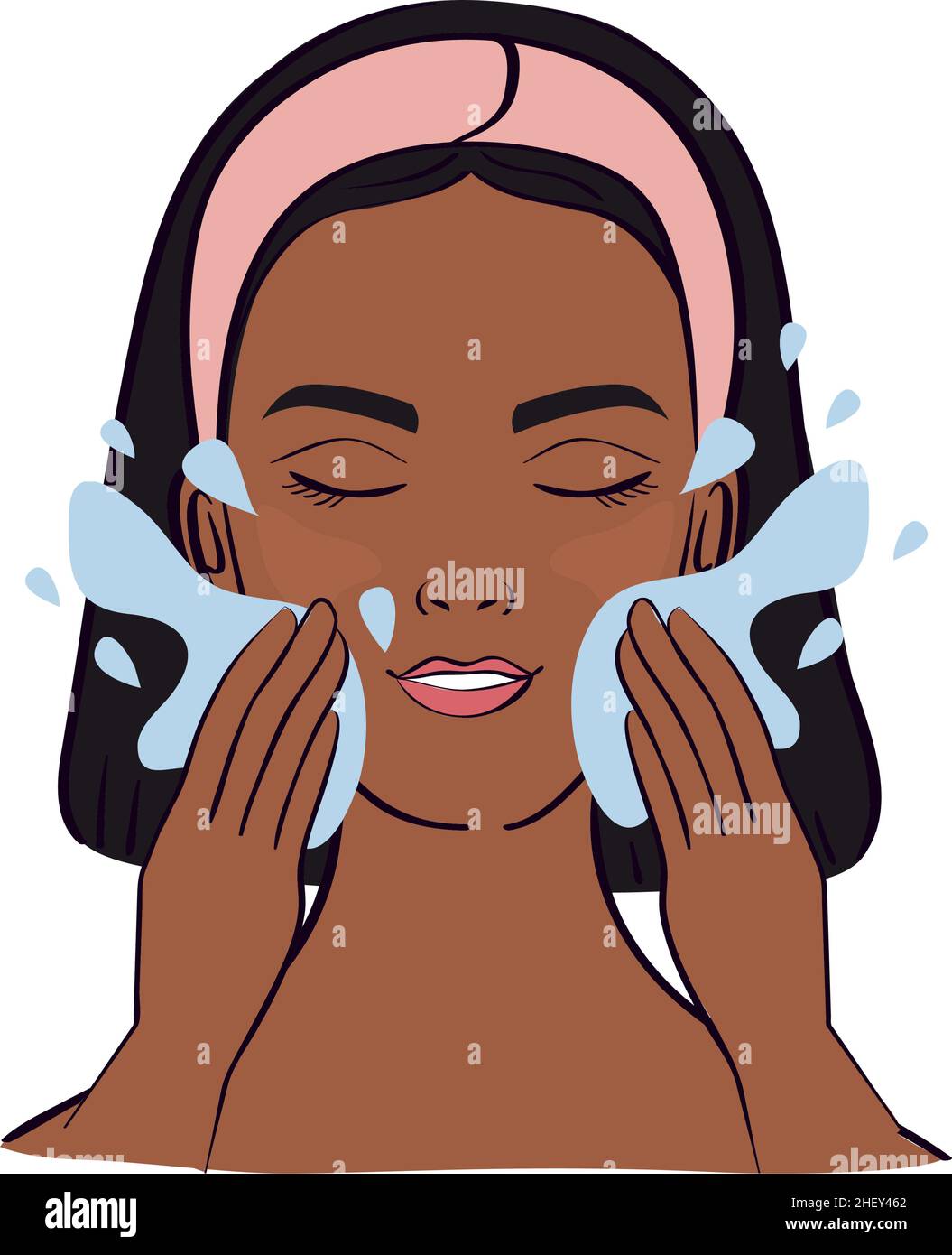 afro woman rinsing her face Stock Vector Image & Art - Alamy