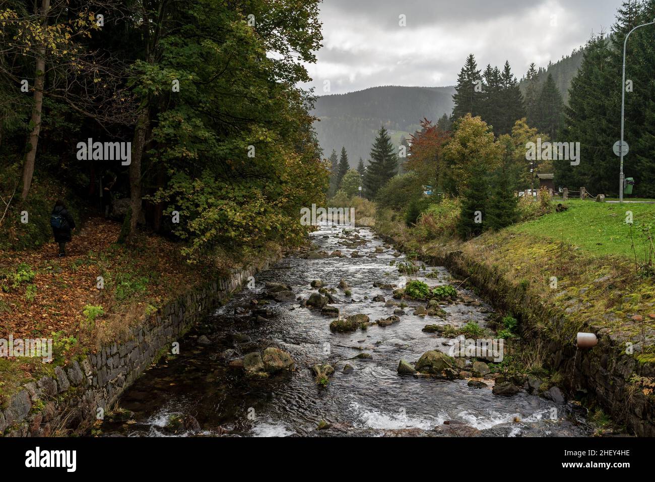 The Upa river in the Czech Republic and a left tributary of the river ...
