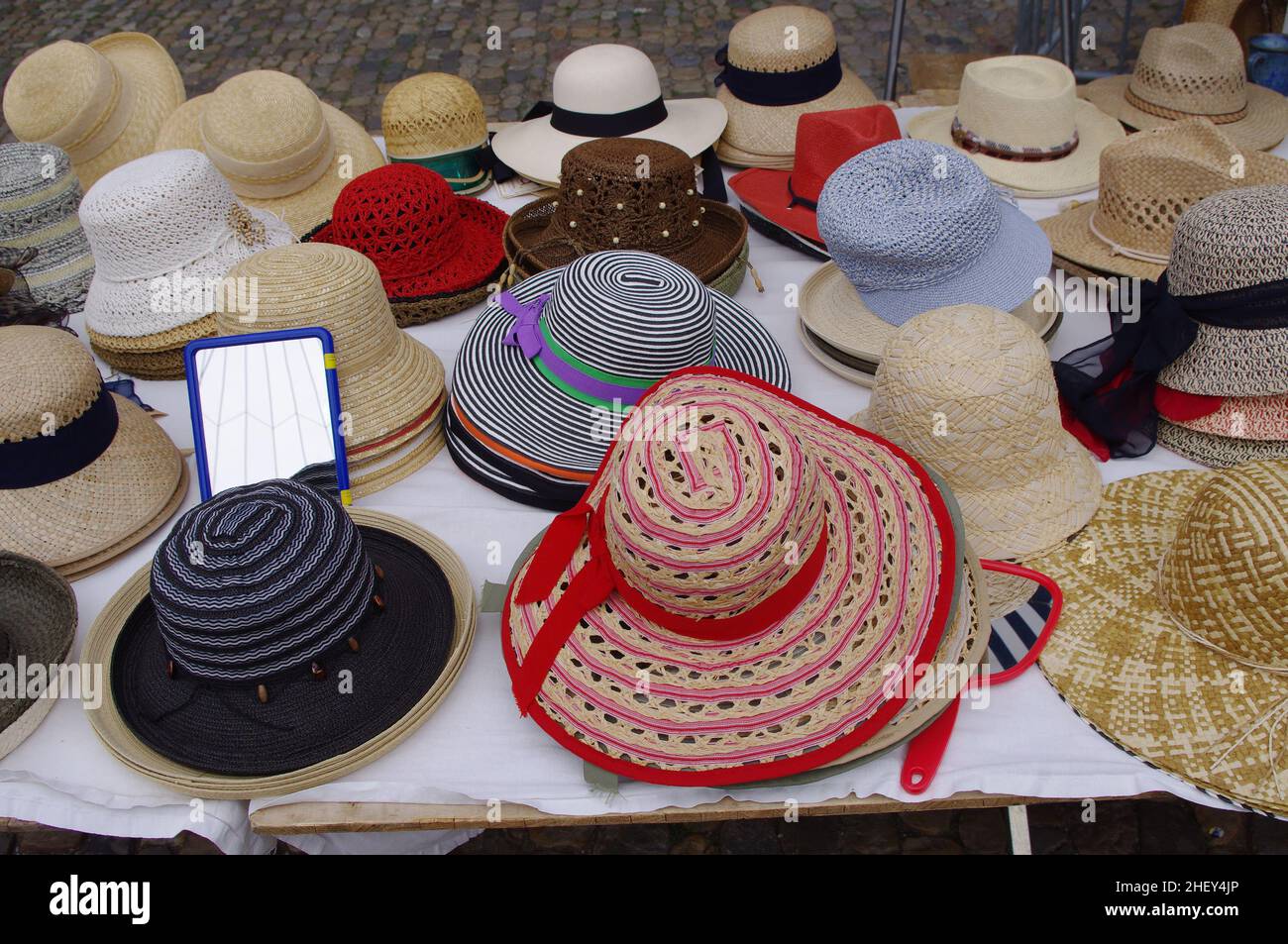 sun hats market Stock Photo - Alamy