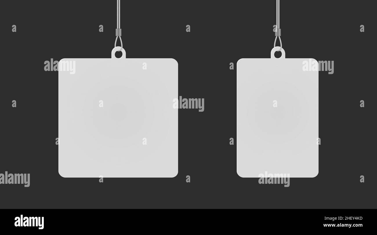 Set of rectangular and square danglers hanging from ceiling realistic ...