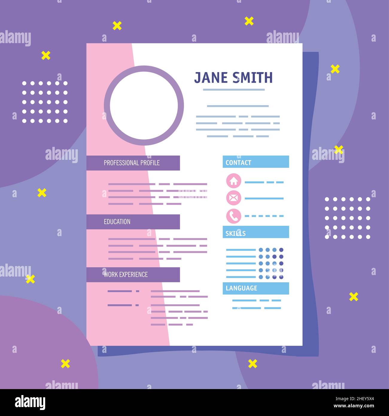 pink cv template Stock Vector Image & Art - Alamy