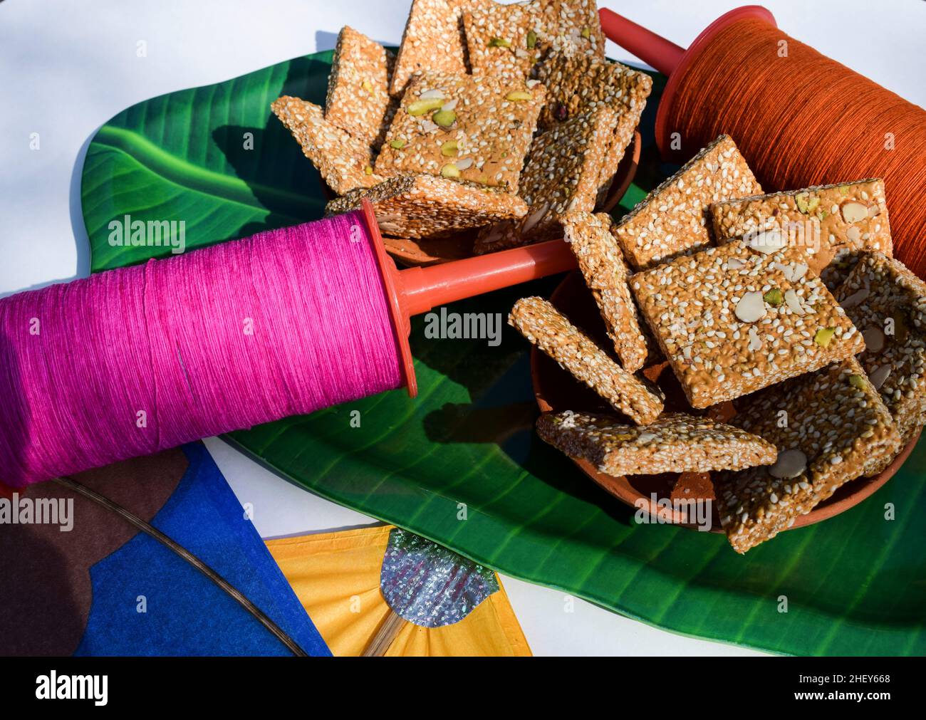 Badam Pista Gur Patti Gajak . It is made of jaggery and sesame slabs ...