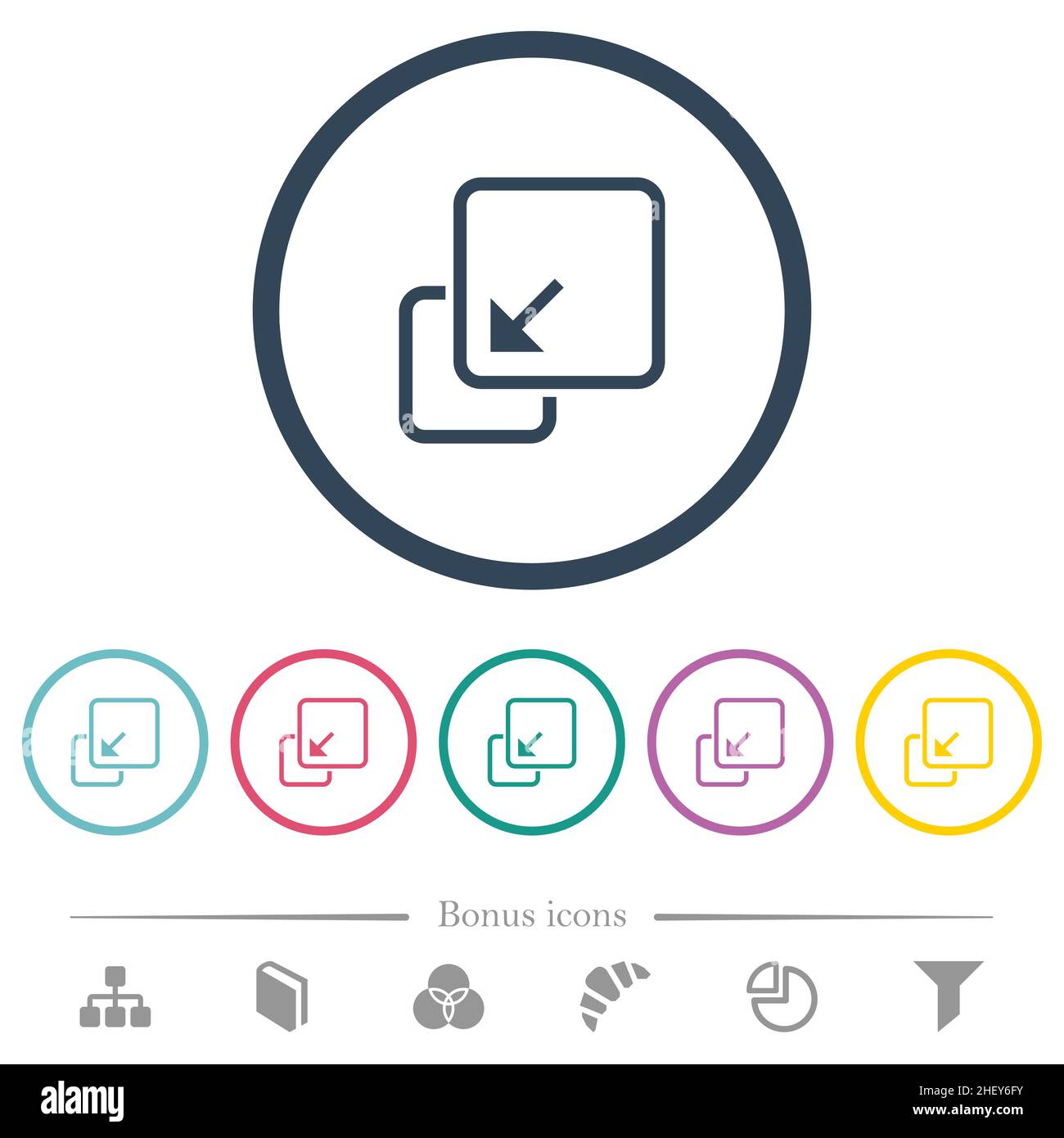 Collapse element outline flat color icons in round outlines. 6 bonus ...
