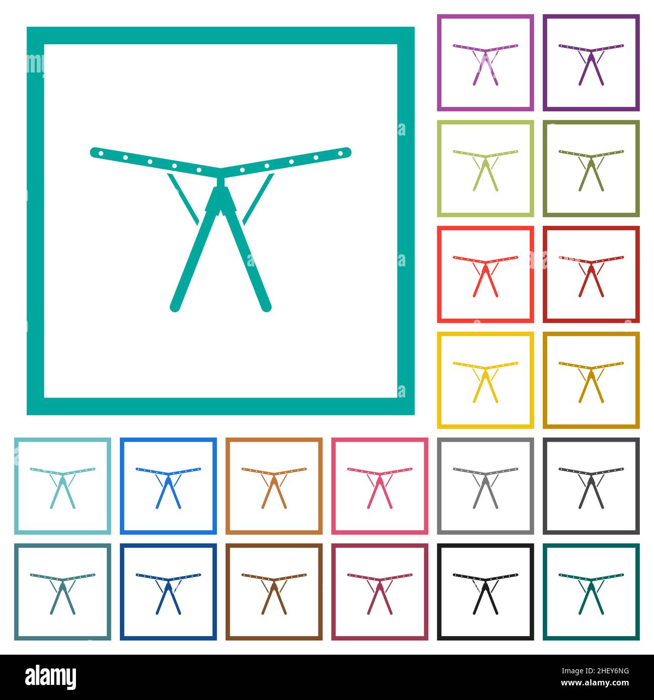 Collapsible clothes dryer rack solid flat color icons with quadrant ...