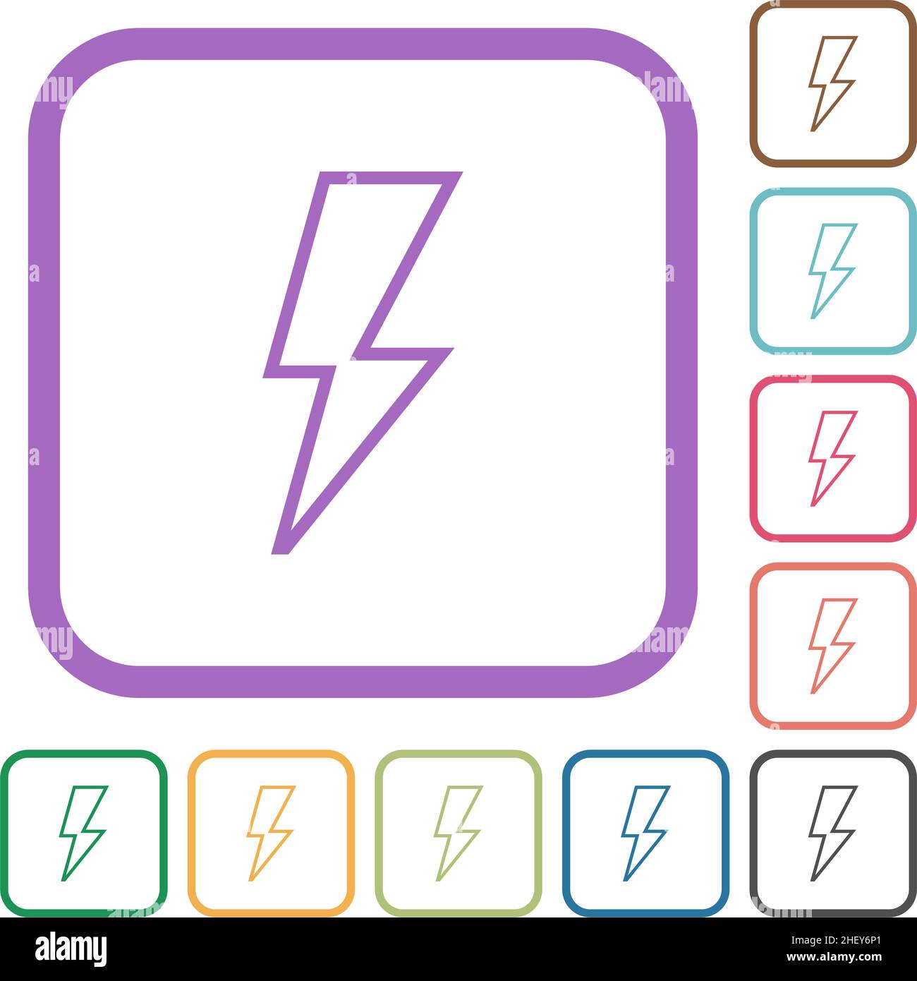 Flash outline simple icons in color rounded square frames on white ...