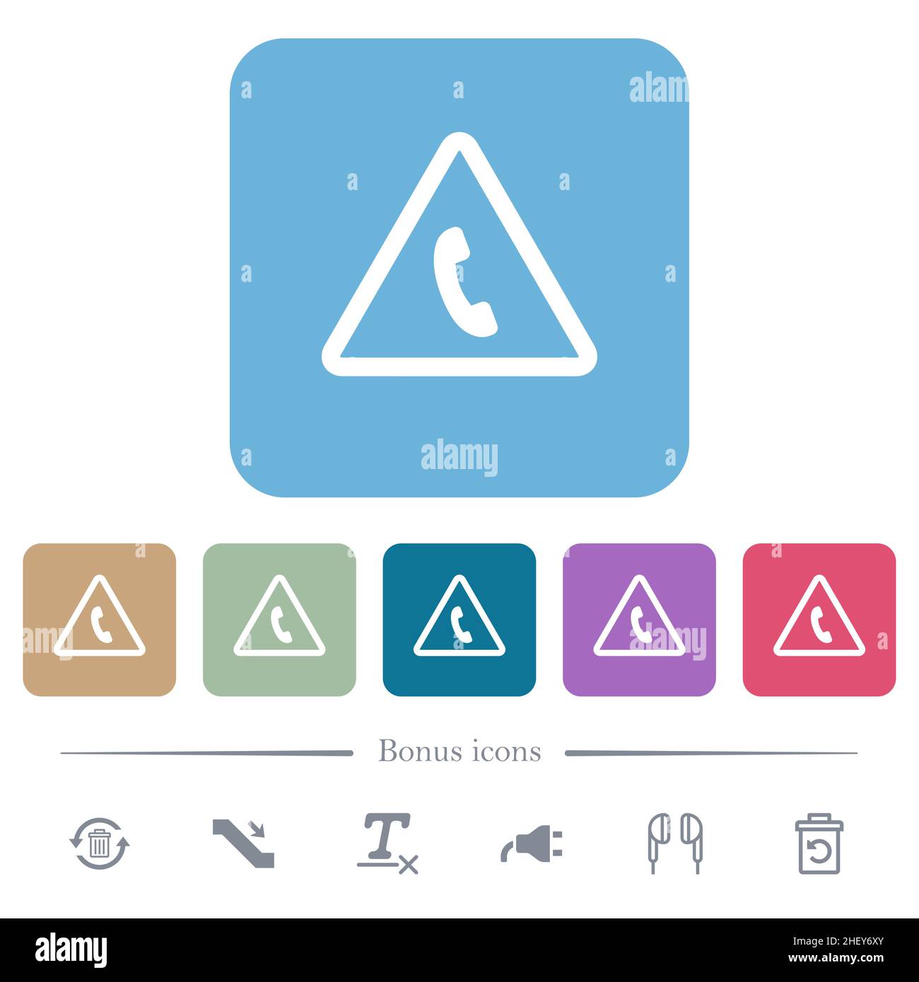Emergency call white flat icons on color rounded square backgrounds. 6 bonus icons included ...