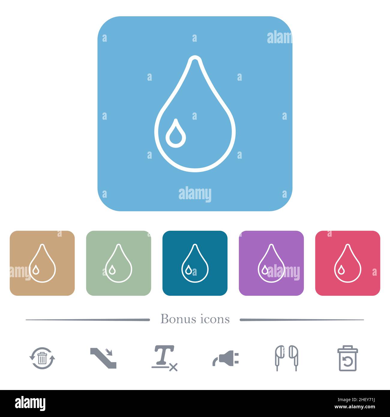 Single drop outline white flat icons on color rounded square ...