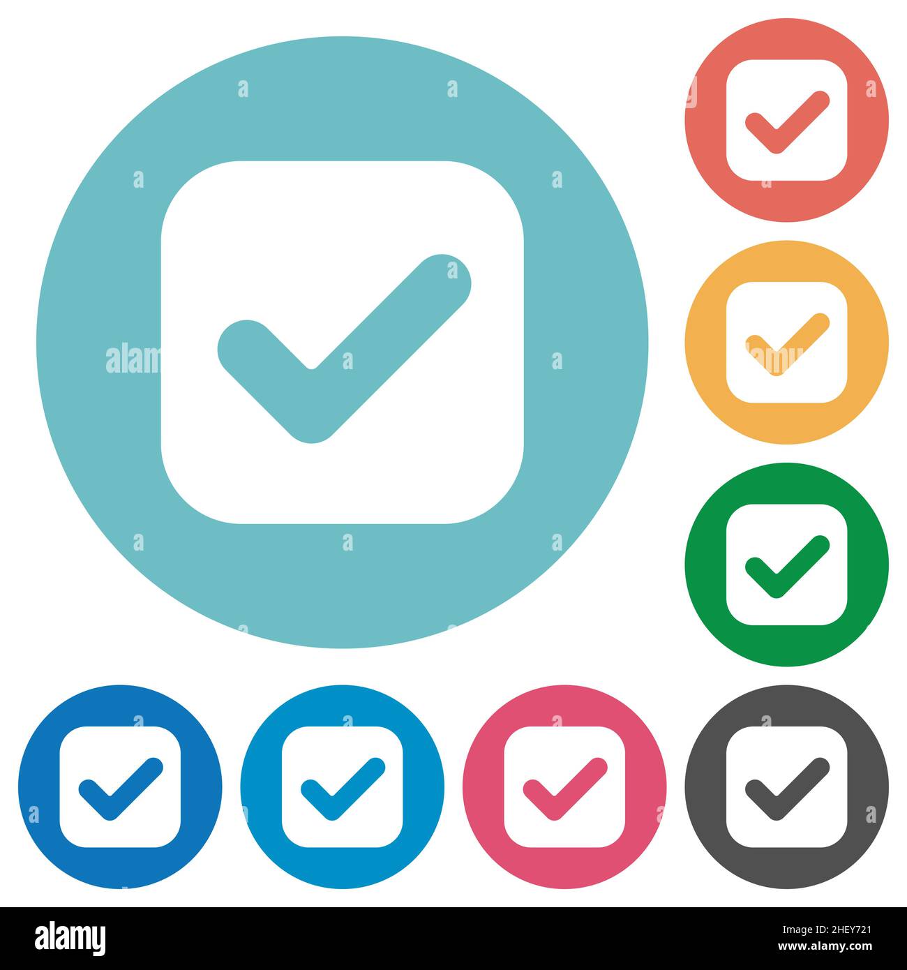 Checkbox solid flat white icons on round color backgrounds Stock Vector ...