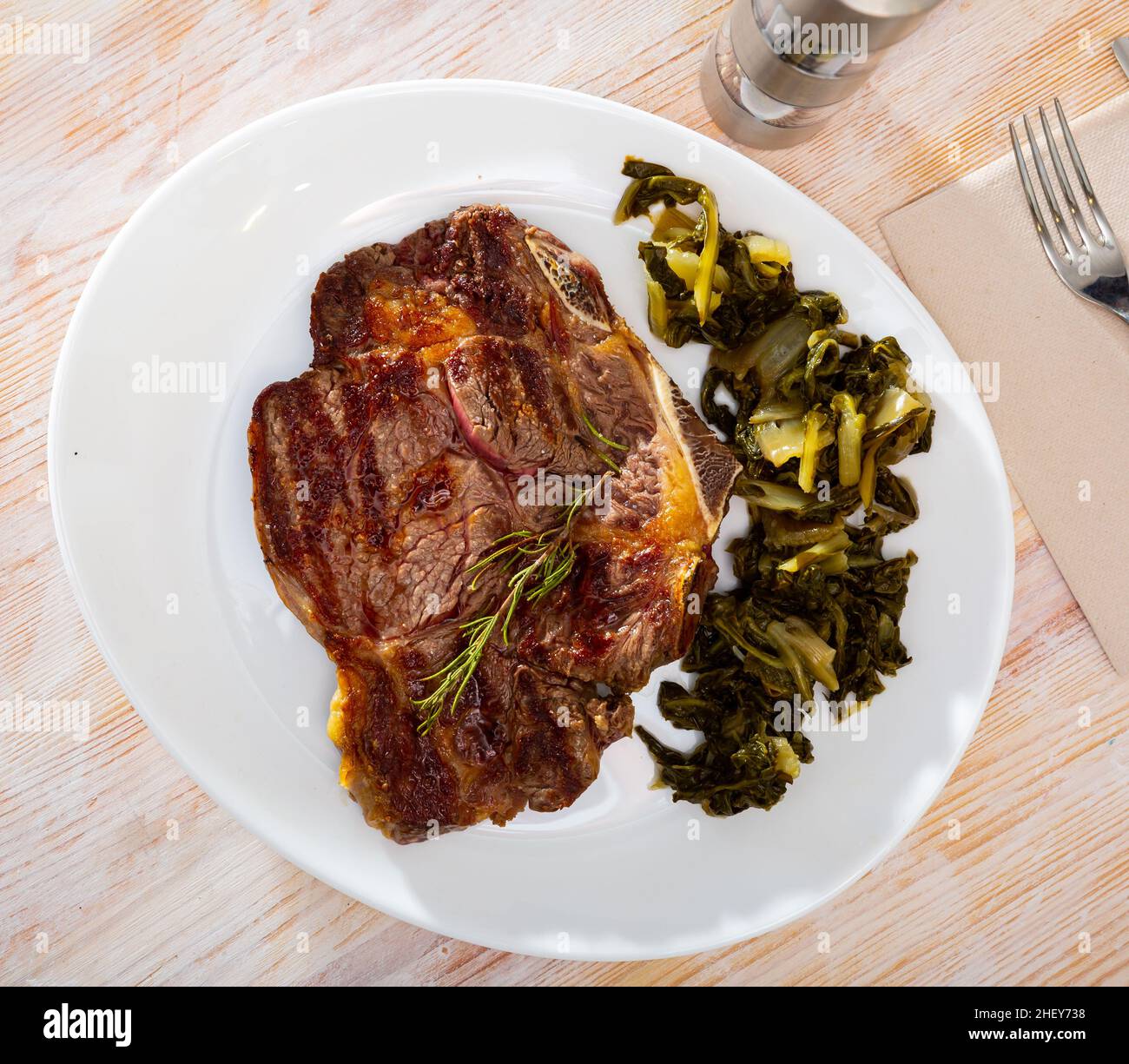 Grilled beef with chard Stock Photo - Alamy