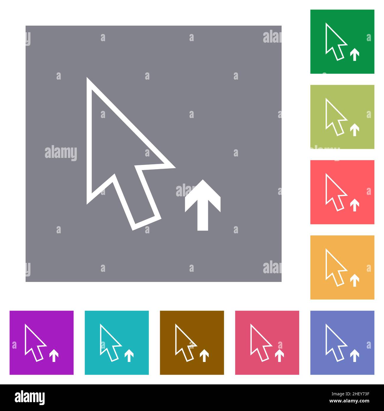 Arrow cursor up outline flat icons on simple color square backgrounds ...