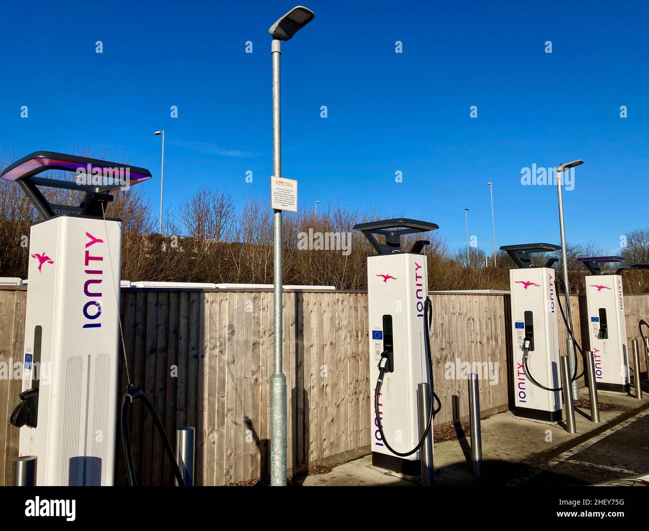 Ionity ultra-fast EV charging station at Peterborough Services. 350kw ...
