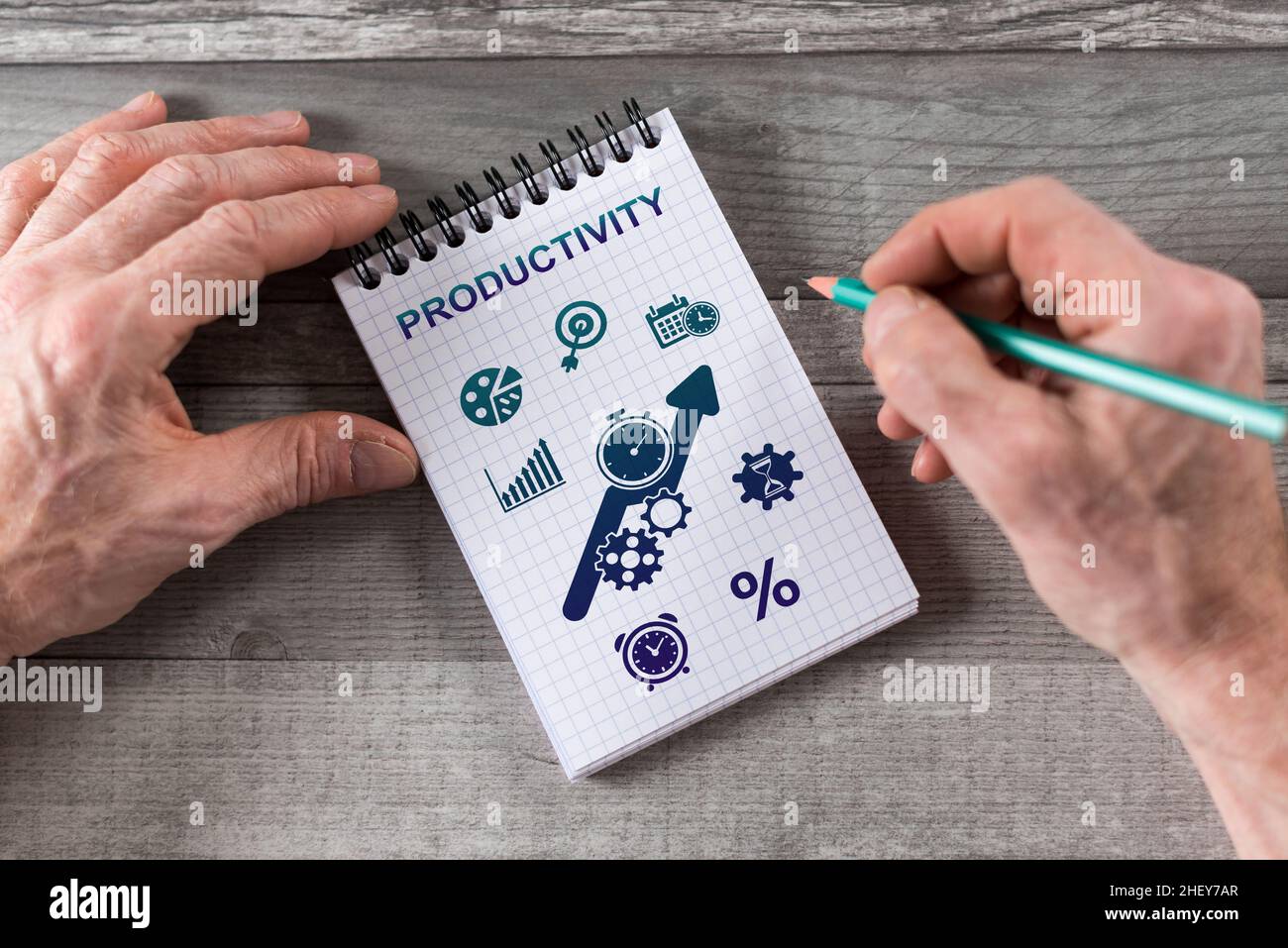 Productivity concept drawn on a notepad Stock Photo - Alamy