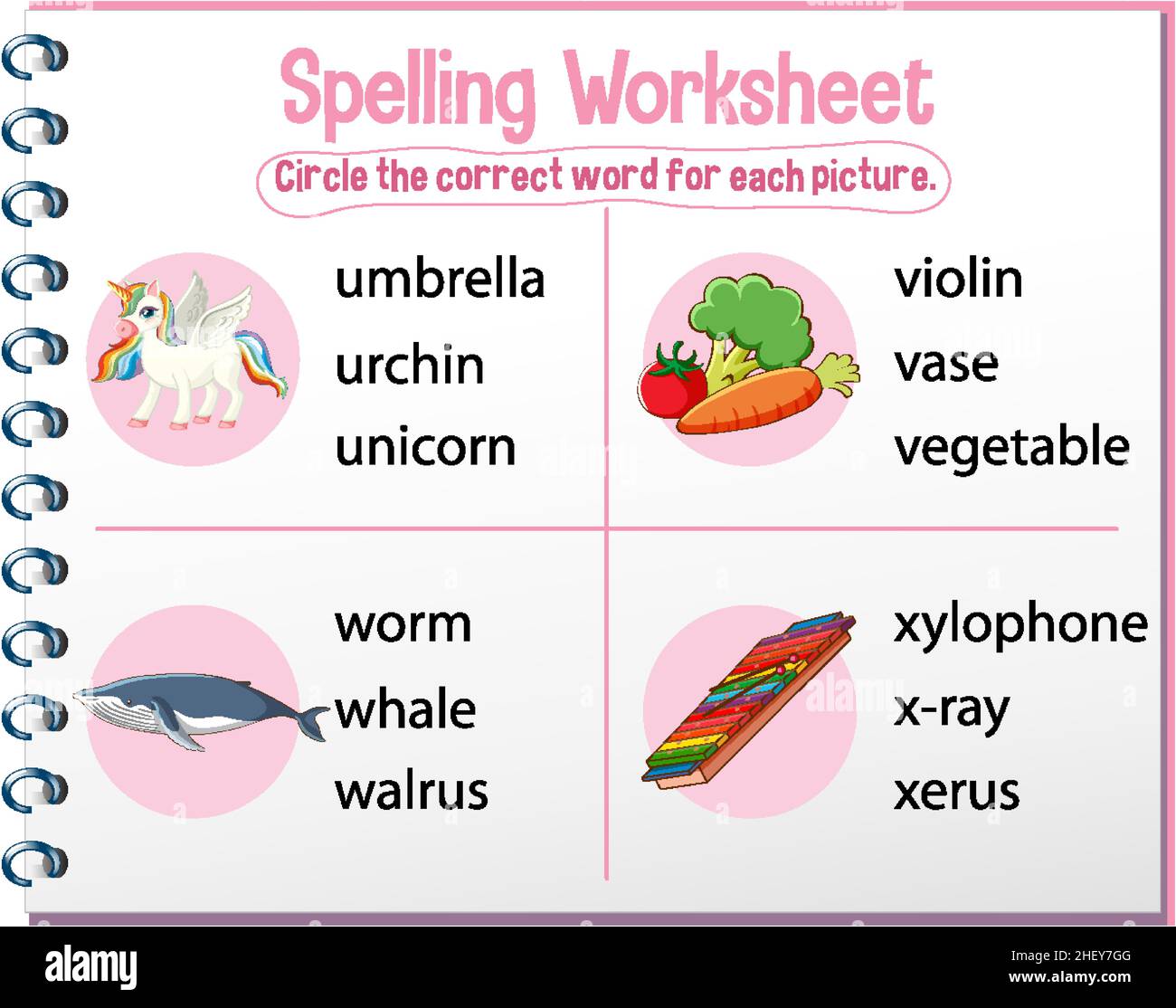 Spelling worksheet template for kids illustration Stock Vector Image ...