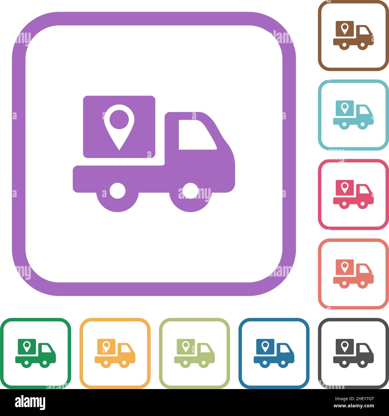 Package delivery tracking solid simple icons in color rounded square ...