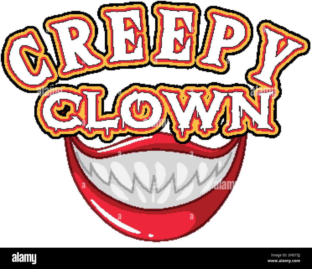 Creepy clown word logo with scary clown mouth illustration Stock Vector ...