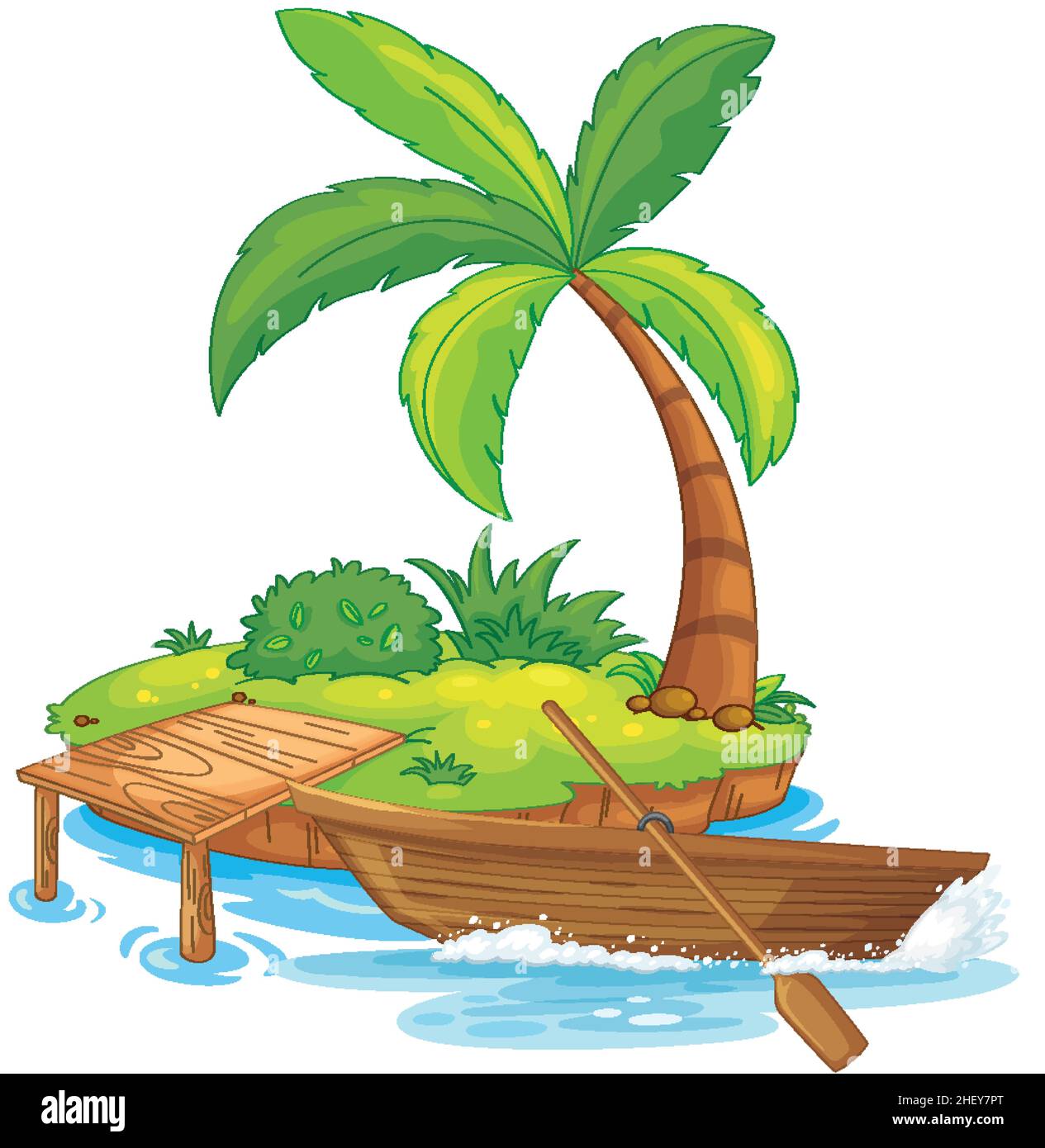 Isolated island pier with rowboat illustration Stock Vector Image & Art ...