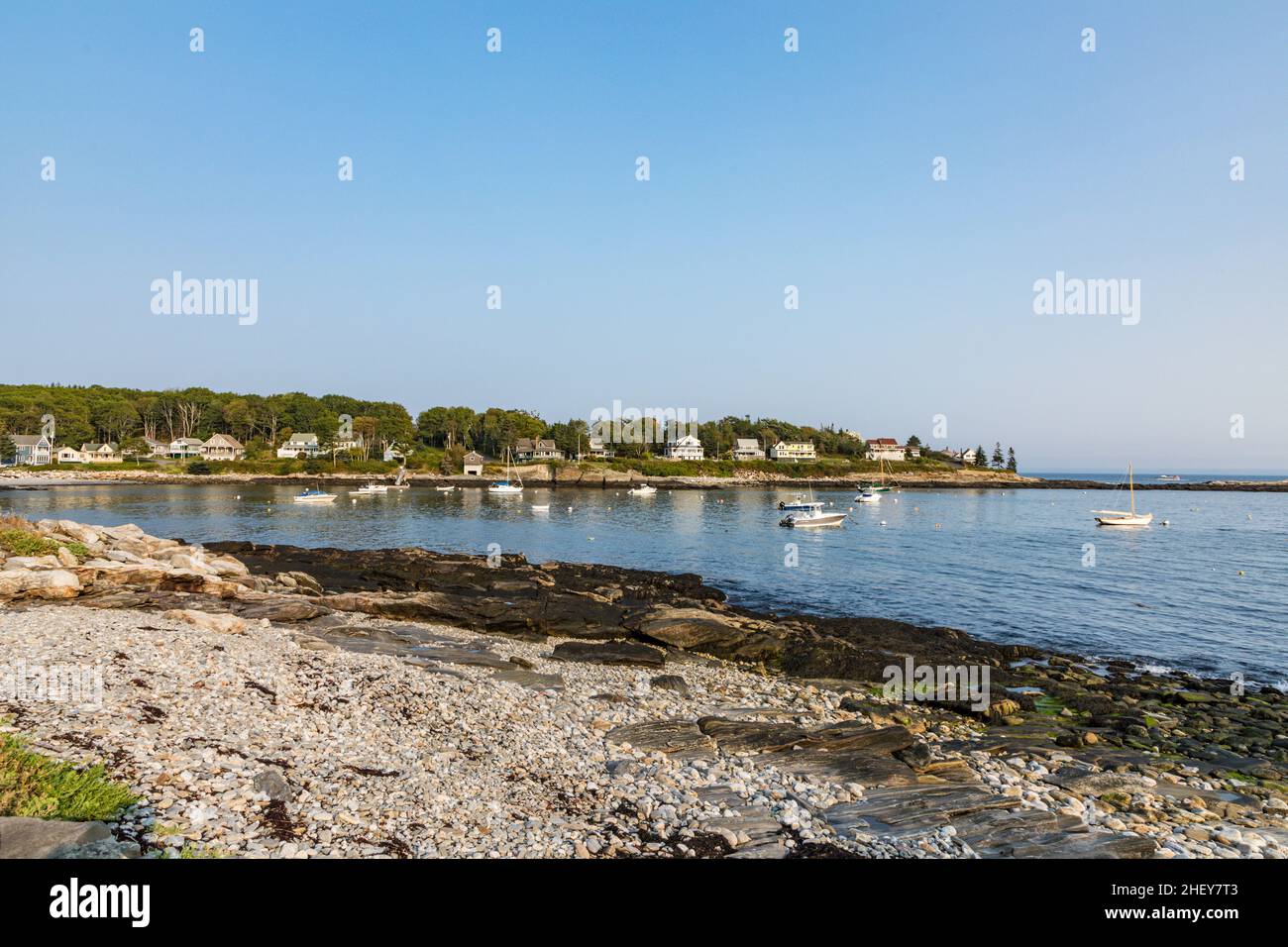 scenic empty coast with boats and wooden houses in Bristol Stock Photo ...