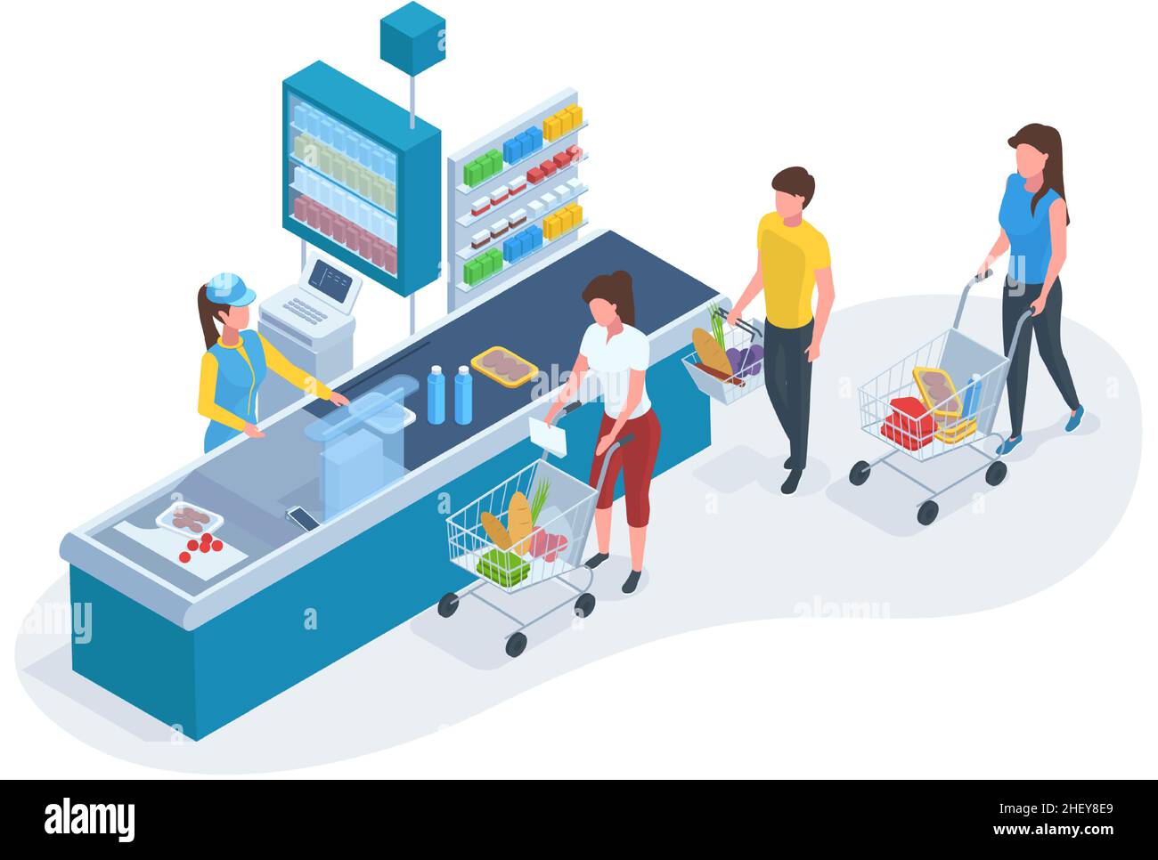 Female cashier in supermarket Cut Out Stock Images & Pictures - Alamy