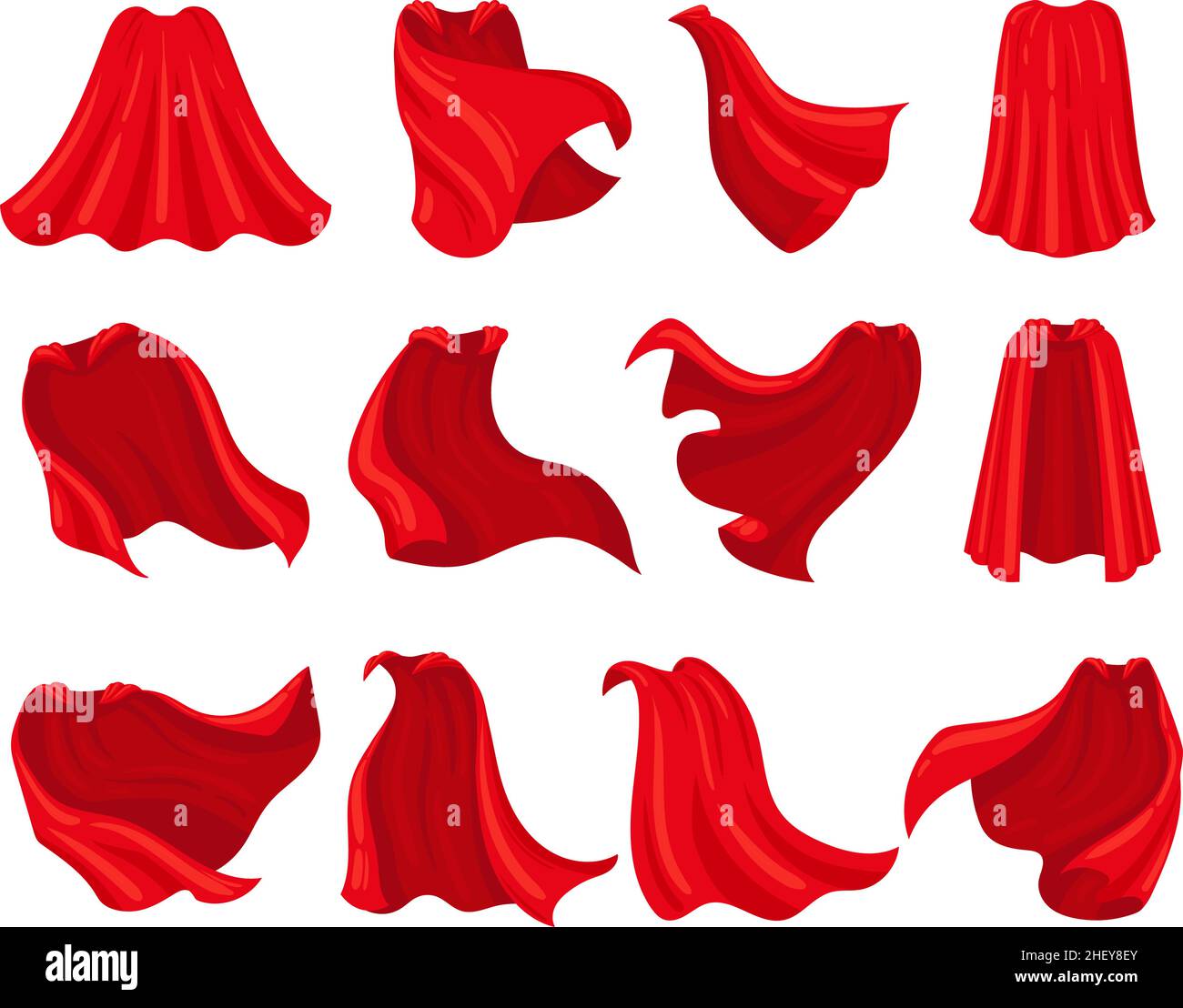 Cartoon superhero red cloaks, scarlet mantle capes. Silk superhero ...