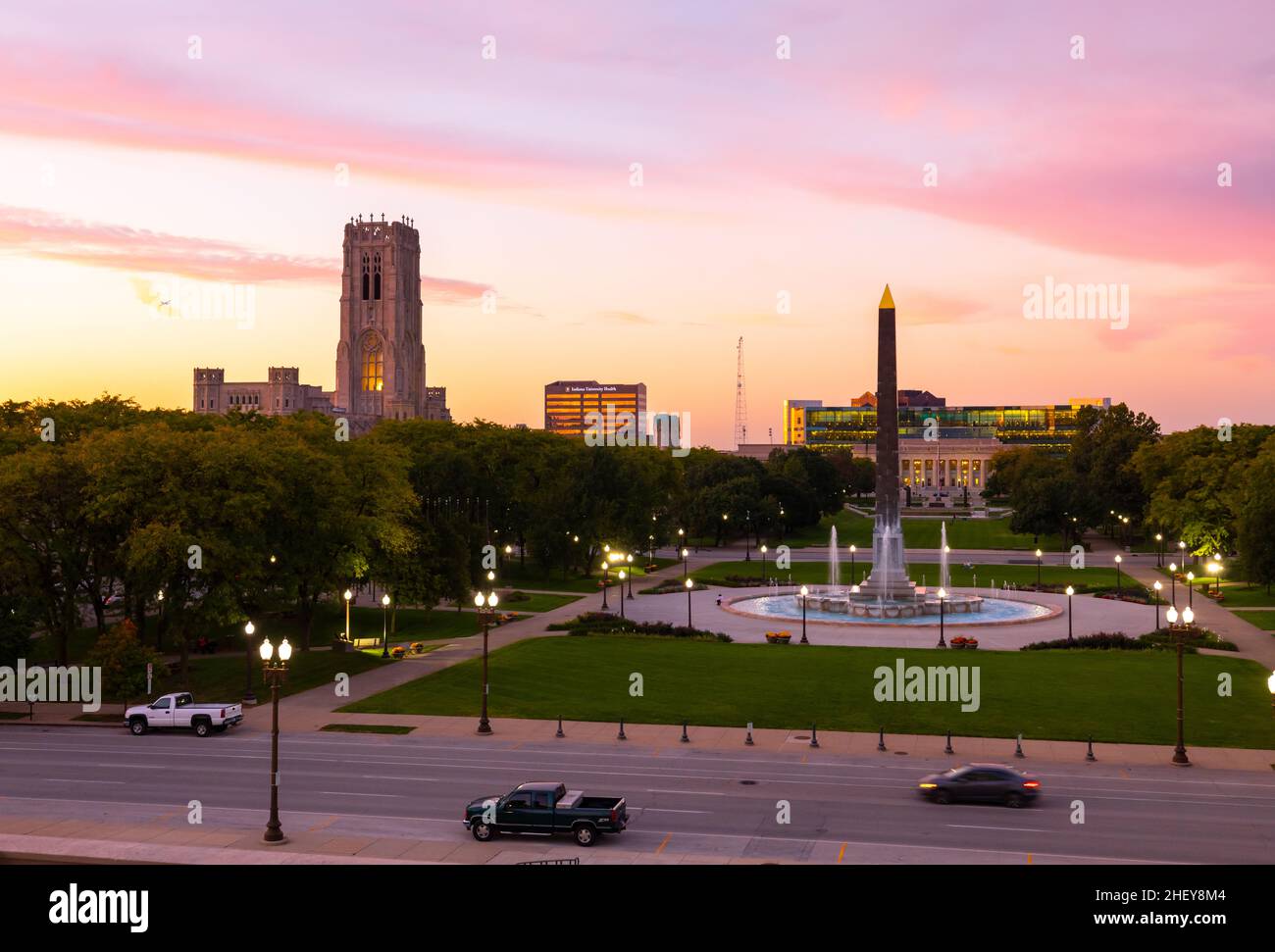 Indianapolis, Indiana, USA - October 19, 2021: The Obelisk Square, the ...