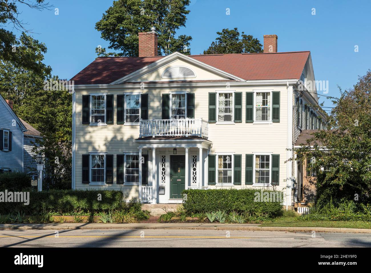 facade of typical small one family house in the New England States of ...